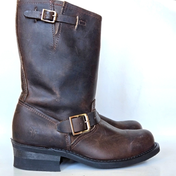 Frye | Shoes | Frye Gaucho Engineer 2 R Brown Oiled Leather Buckle ...